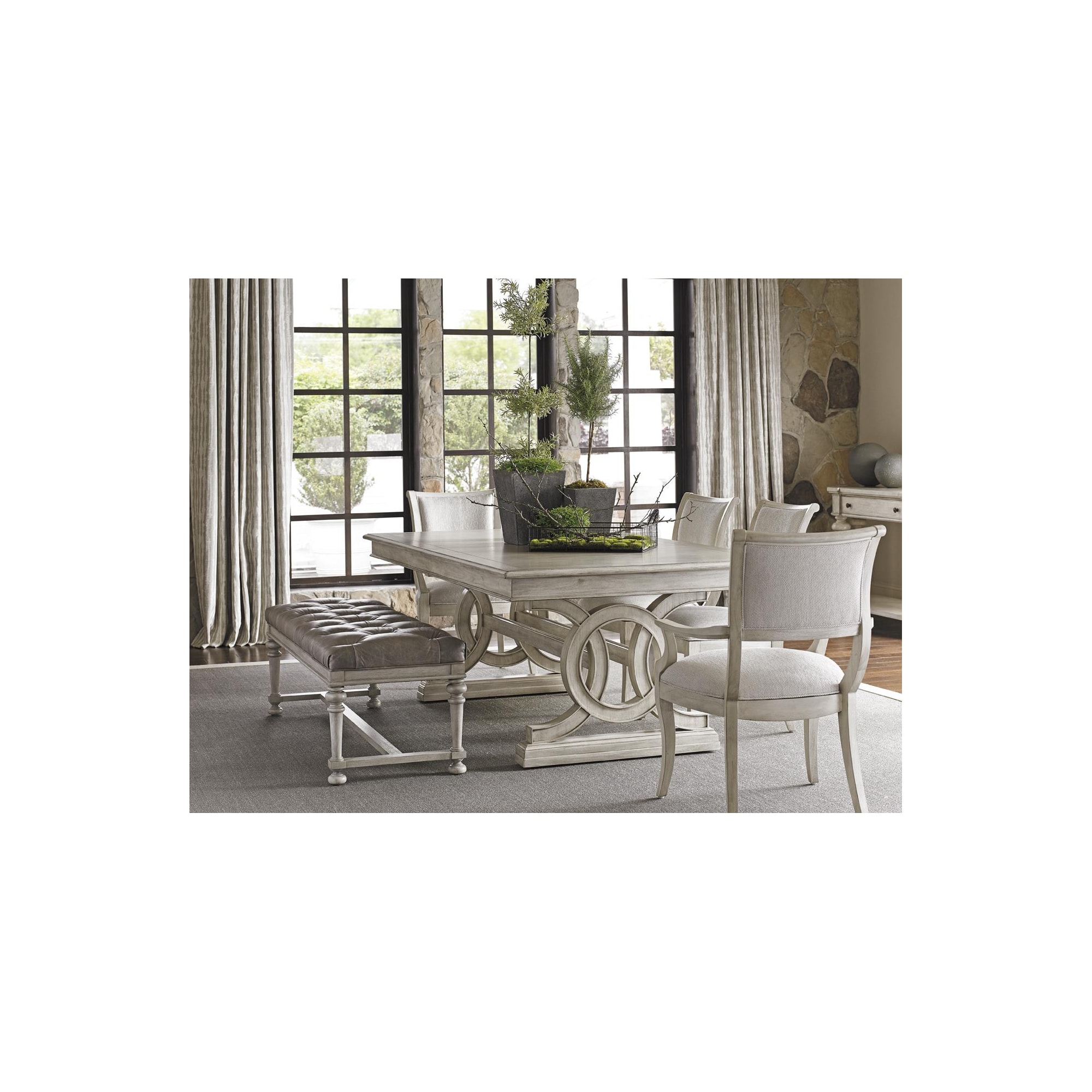 Lexington Oyster Bay 200799483 Montauk Rectangular Trestle Dining Table with Two Table Extension ...